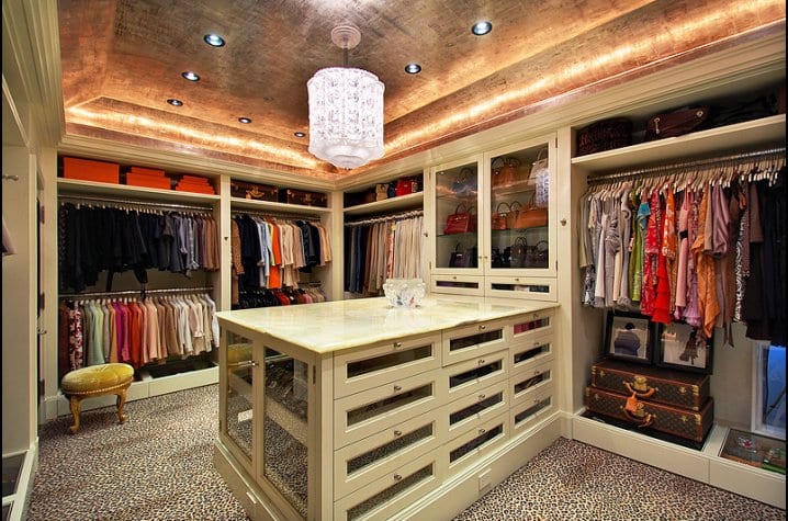 Modern Mansion Closets Black Walk In Closet With Matte Gold Hardware
