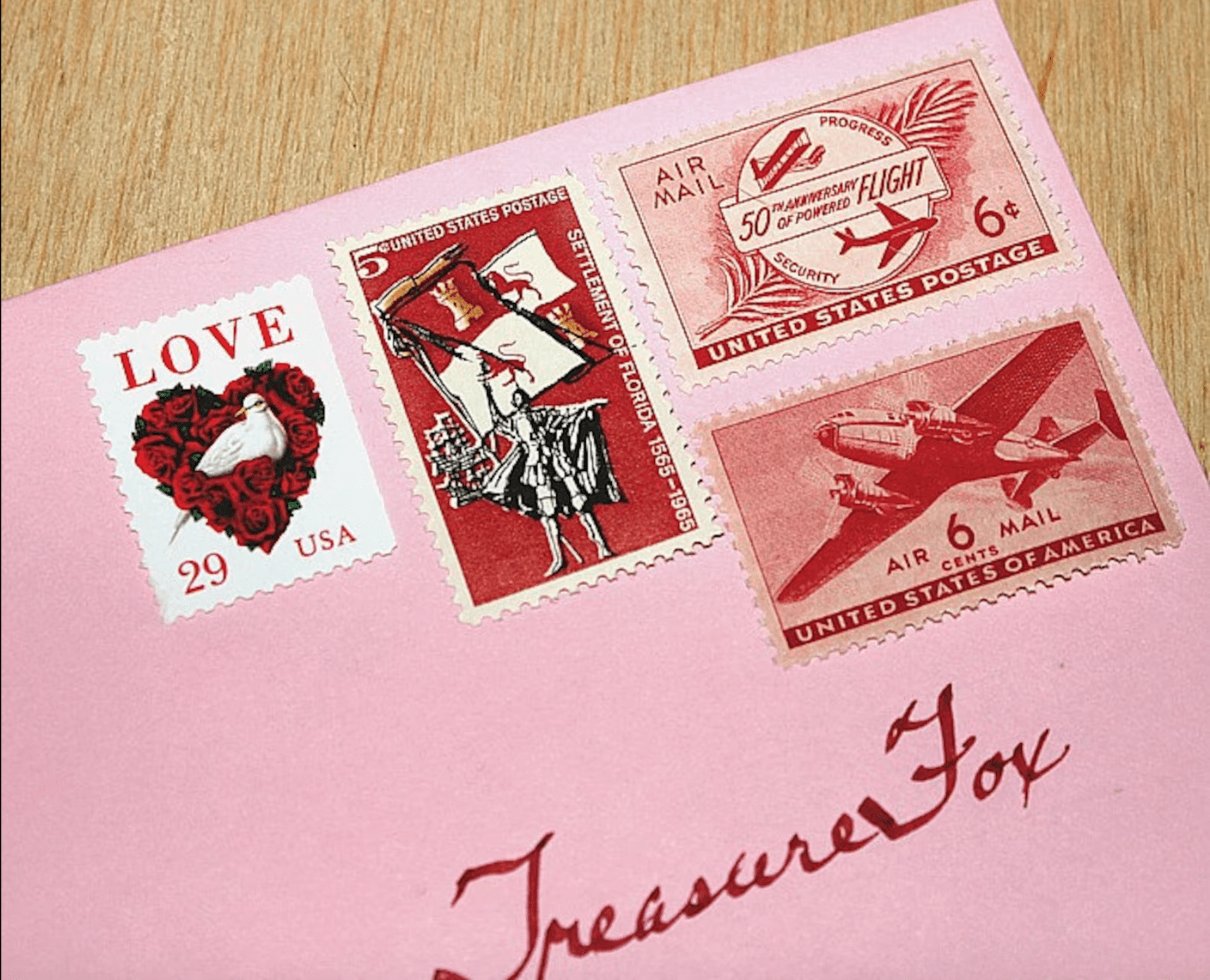etsy-vintage-valentine-usps-postage-stamps-stationery-love-letters-pink ...