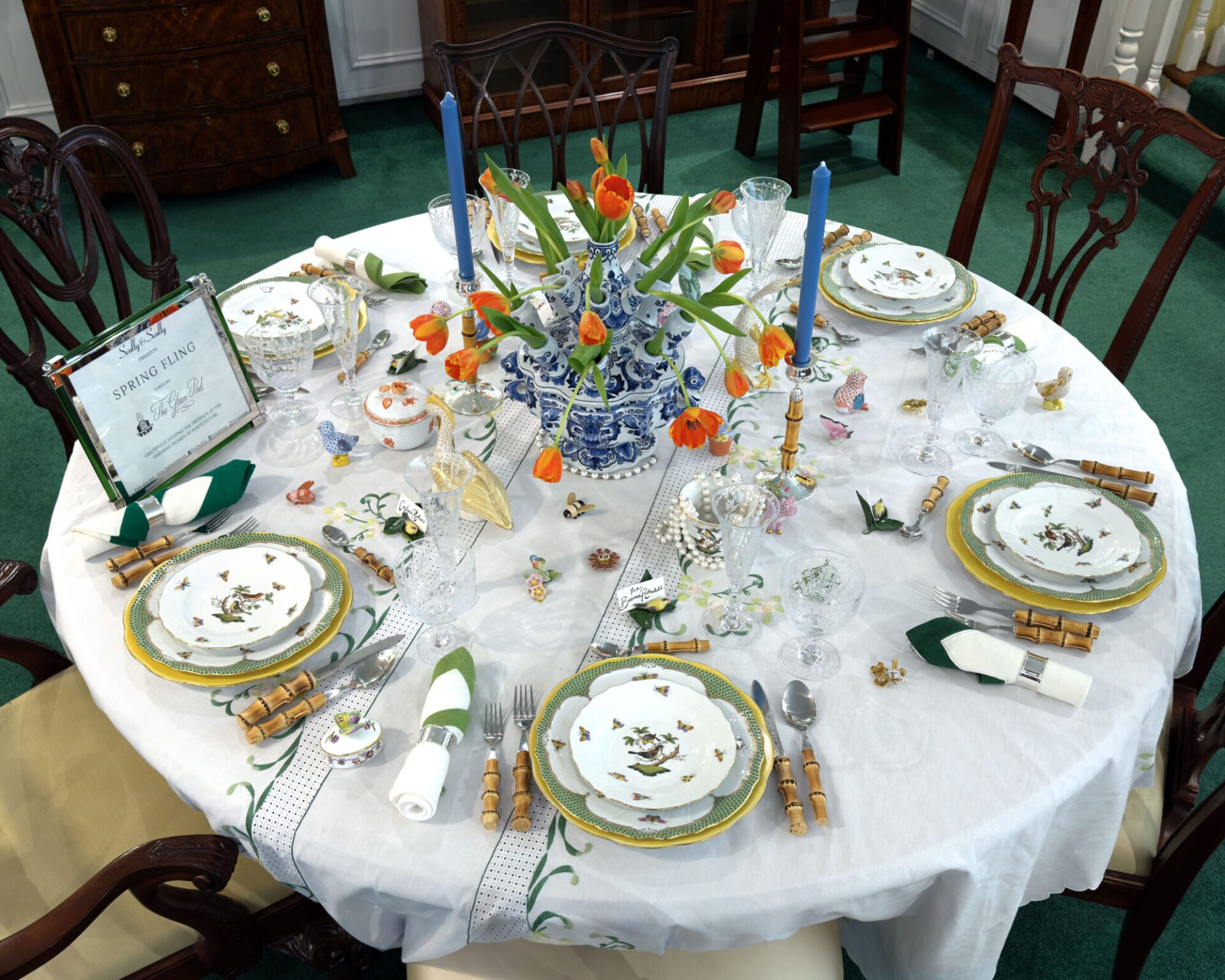 scully-and-scully-the-glam-pad-spring-tablescape-herend-rothschild-bird ...