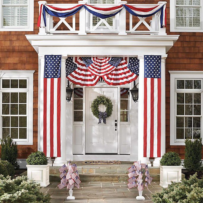 shingle-style-house-fourth-of-july-bunting-american-flag-patriotic ...